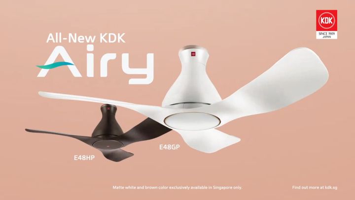 KDK Airy E48GP Ceiling Fan with LED Light And Remote Control 3 Blade 48 ...