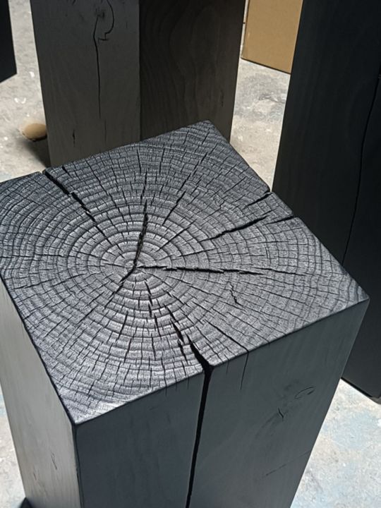 Black Carbonized Wooden Stool European Style Rustic Home Decorative ...