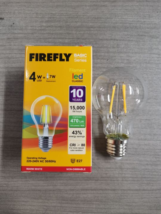 FIREFLY LED FILAMENT BULB CLASSIC 4W Warm white | Lazada PH