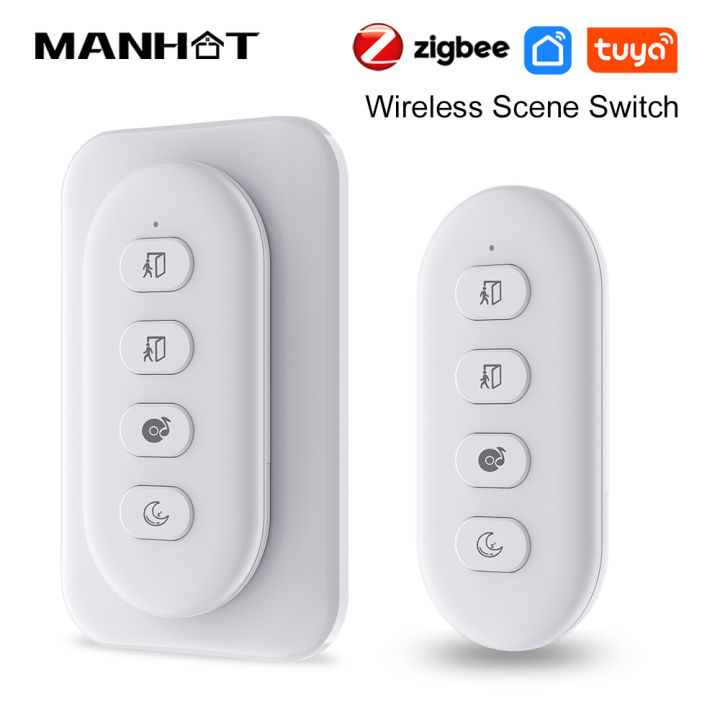 Tuya Zigbee Smart Scene Switch 4 Gang 12 Scene Wireless Push Button Switch Battery Powered Smart ...