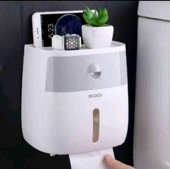 Hộp treo đựng giấy vệ sinh dán tường chống nước có khay để đồ Ecoco | Lazada.vn