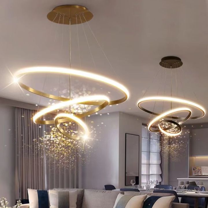 Nordic 3 Ring Chandelier Modern Tri Color Led Ceiling Light Ring ...