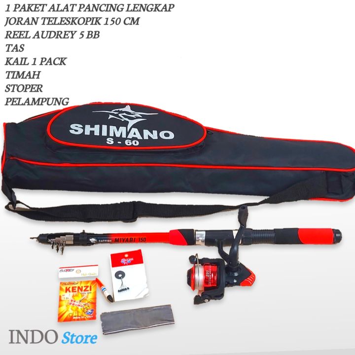 Set Pancing Lengkap Siap Pakai 1 Set Joran Teleskopik 150 cm Set Reel 5 ...