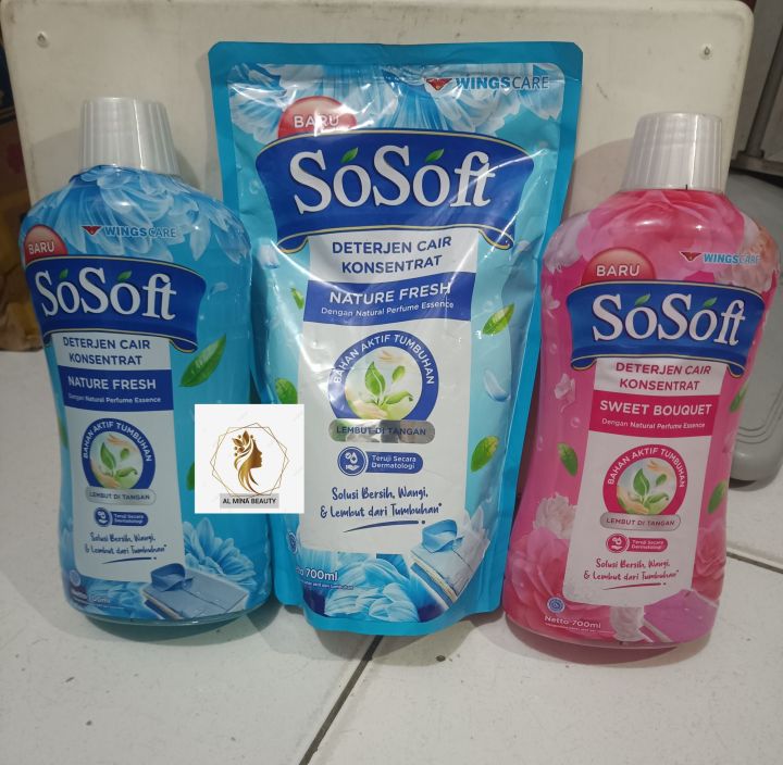 Sosoft Deterjen Cair Konsentrat Sabun Cuci Kemasan Botol & Refill 700ml | Lazada Indonesia