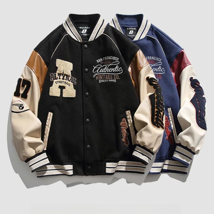 เสื้อแจ็คเก็ตเบสบอลผู้ชายสไตล์นักบินลำลองสำหรับฤดูใบไม้ผลิและฤดูใบไม้ ...