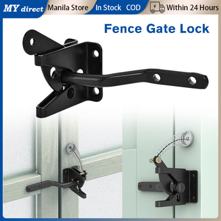 Black Self Locking Gate Latch Automatic Gravity Lever Fence Gate Lock ...