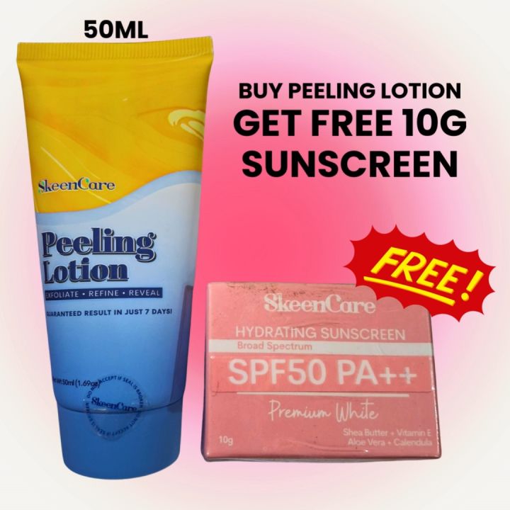 Duo Set Skeencare Peeling Lotion (All Sizes) + 10g Hydrating Sunscreen ...