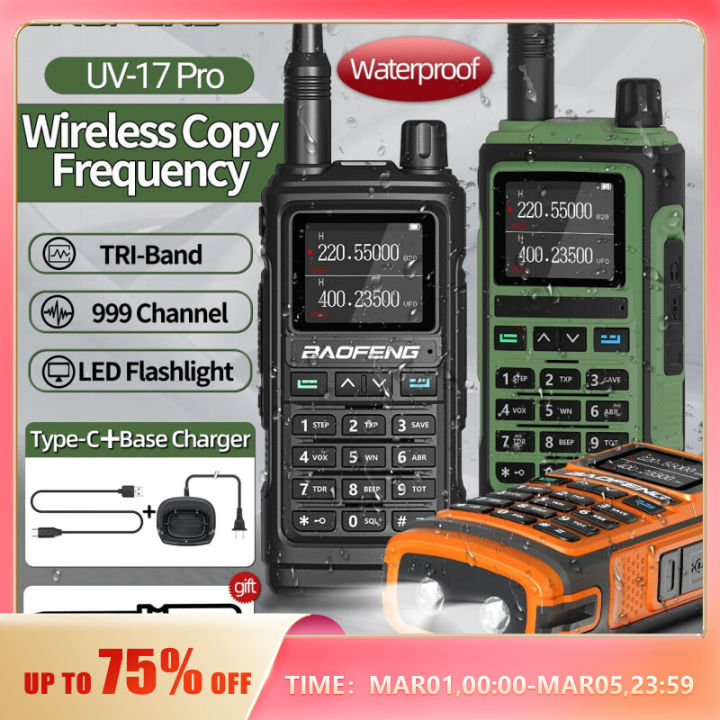 Baofeng UV 17 Pro Wireless Copy Frequency Walkie Talkie 16 KM Long Range Waterproof Flashlight ...