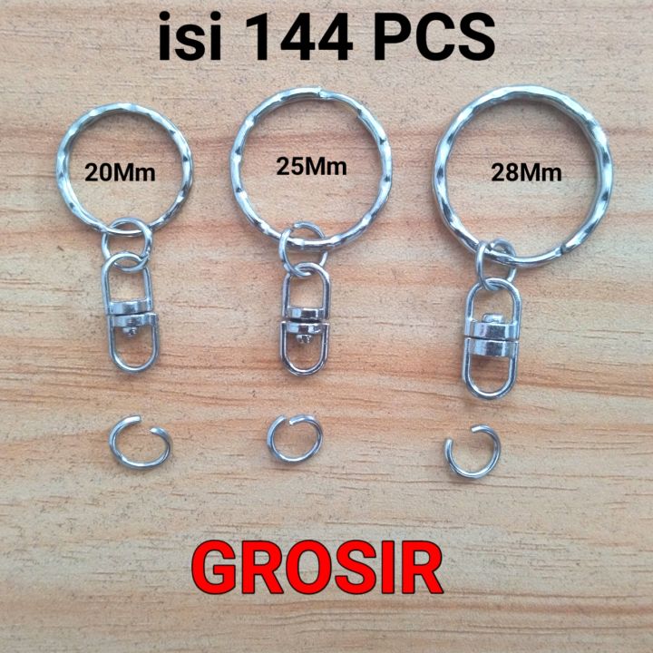 Ring Putar isi 144 pcs model gerigi bahan nikel ring ganci putar ...