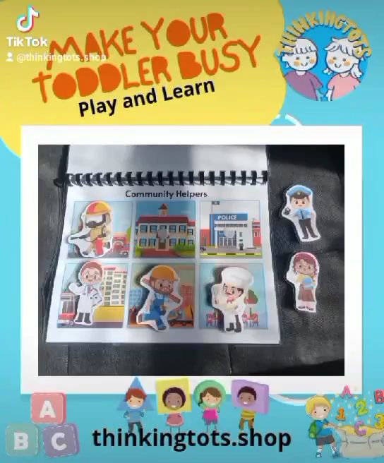 Community Helpers Interactive Busy Book Laminated Activity For Learning ...