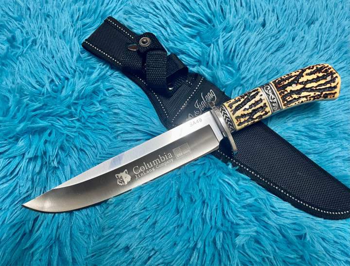 Columbia SA49 มีดพก มีดเดินป่า มีดทำครัวพร้อมปลอกผ้าไนลอนมีช่องสอดเข็ม ...