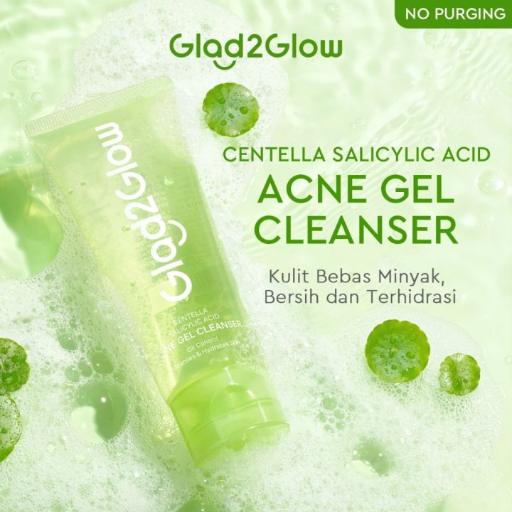Glad 2 Glow Centella Salicylic Acid Acne Gel Cleanser | Lazada Indonesia