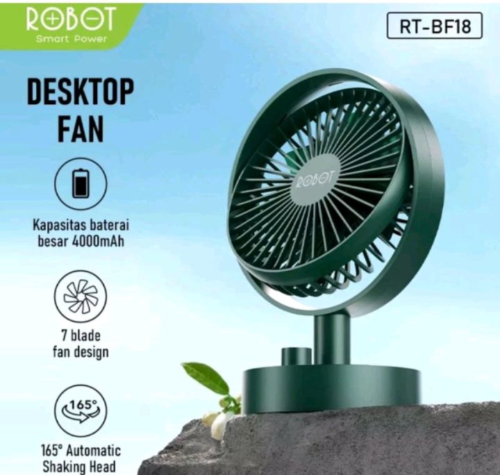 Robot RT-BF18 Kipas Angin Meja Portable 4000mAh 6 INCH Gransi 1tahun ...