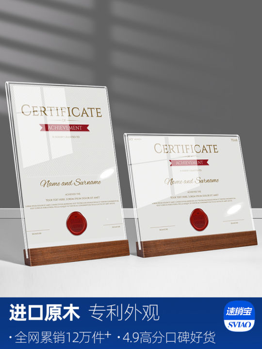 A4 Size Acrylic Certificate Display Frame Patent Book Glass Photo Frame ...