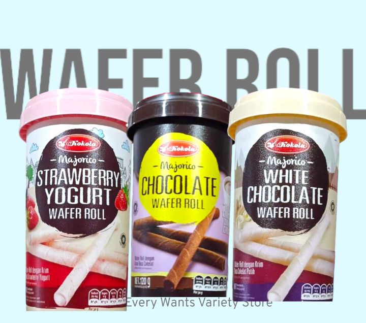 Kokola Majorico Strawberry Yogurt , white chocolate Wafer Roll 120g ...