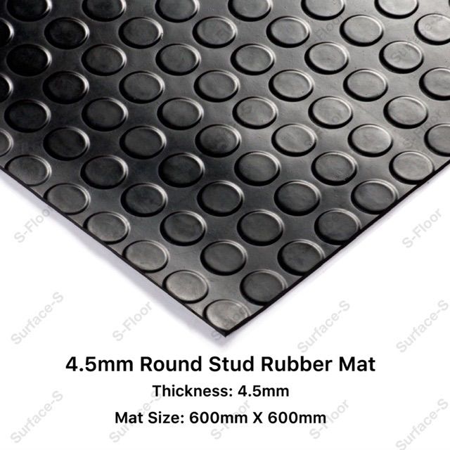 1 PIECE X 4.5MM ROUND STUD RUBBER MAT/ MAT SIZE: 600MM X 600MM ...
