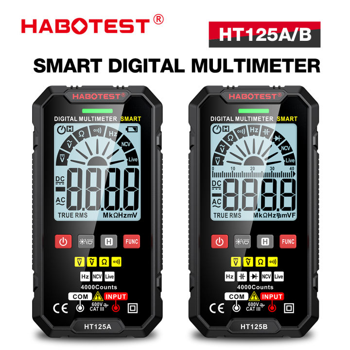 HABOTEST HT125 Multimeter Digital Pintar 600V AC / DC Voltmeter 4000 ...