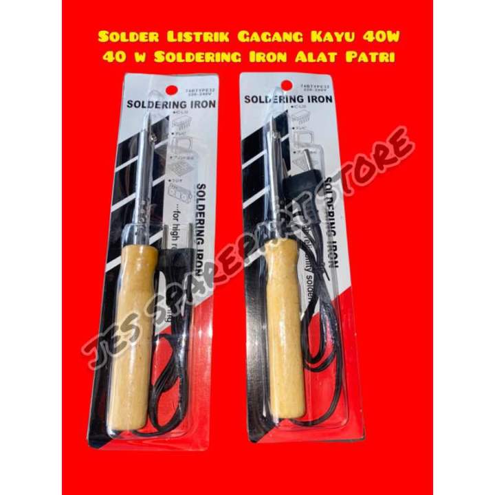 SOLDER LISTRIK GAGANG KAYU 40W 40W SOLDERING IRON ALAT PATRI | Lazada ...