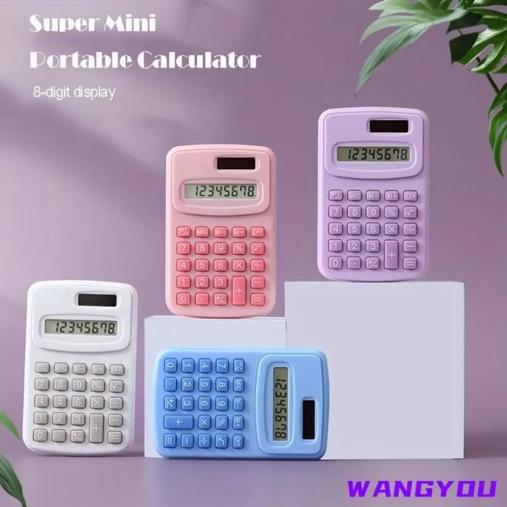 Small Solar Calculator Portable Calculator Cute 8 Digits LCD Electronic ...
