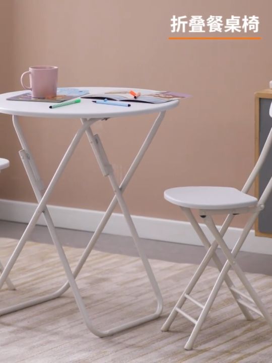 Foldable Table 60x60x74cm with 2 Folding Chair Non-Installation Round ...