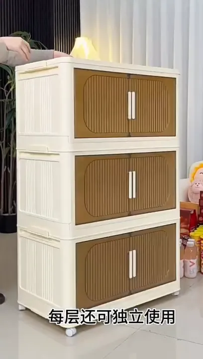 45/55cm Almari Plastik 2 Doors Multipurpose Foldable Storage Cabinet ...
