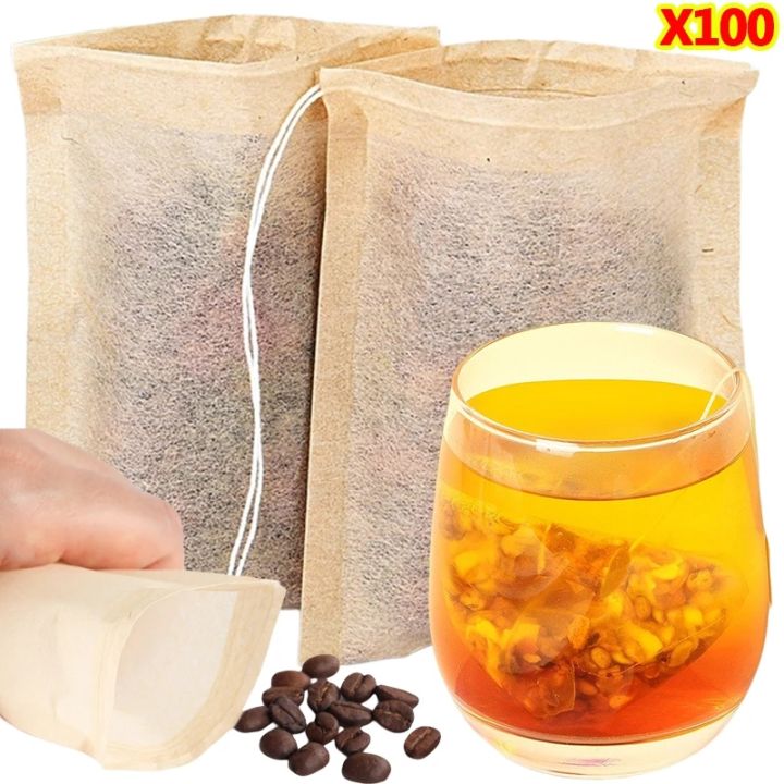 100Pcs Teabags with Drawstring Filter Empty Tea Bags for Coffee Bean ...