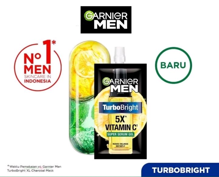 Garnier Men Turbo Bright 5x Vitamin C Super Serum Gel 7,5ml | Lazada Indonesia
