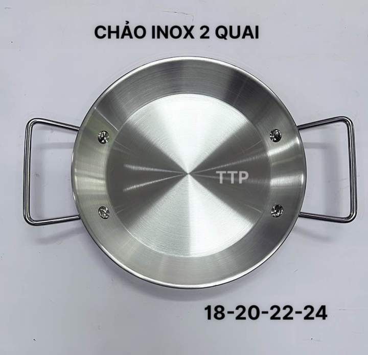 Chảo inox ốp la 2 quai, chảo inox 201 dùng được bếp từ . 18/20/22cm ...
