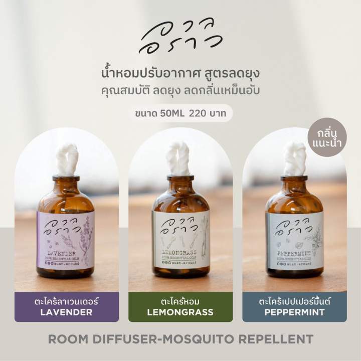 น้ำหอมปรับอากาศ สูตรลดยุง - Natural Room Diffuser (Mosquito Repellent) | Lazada.co.th