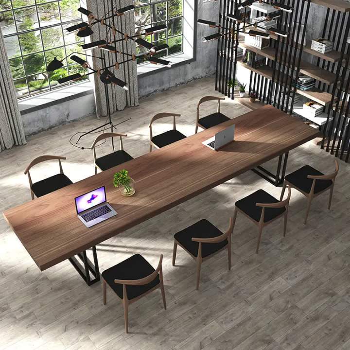 Solid Wood Conference Table Long Table Simple Living Room Strip Large ...
