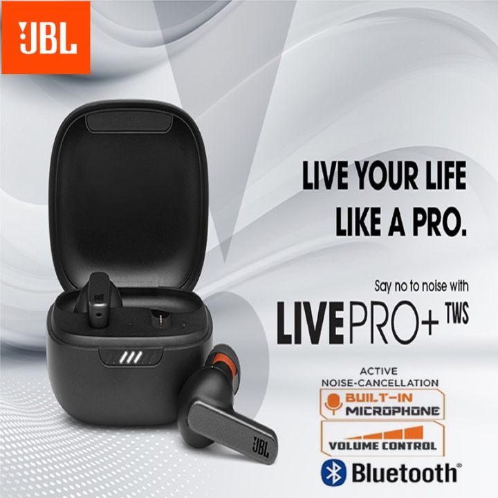 JBL Live Pro + TWS Bluetooth Wireless Earphones Noise Cancelling Pure Bass Headphones with Mic ...