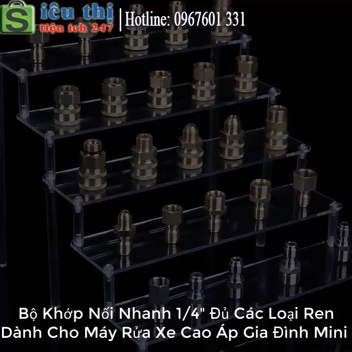 Bộ Khớp Nối Nhanh 1/4" Đủ Các Loại Ren 13mm 14mm 18mm 22mm Dành Cho Máy Rửa Xe Cao Áp Gia Đình ...