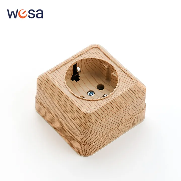 Wood Classic Power Sockets Wall Mounted With Ground Electrical Outlets ...