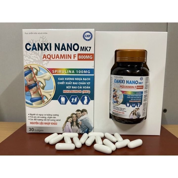 Viên uống CANXI NANO MK7 AQUAMIN F 800mg - Cao xương ngựa bạch - Canxi tảo biển đỏ bổ sung Canxi ...