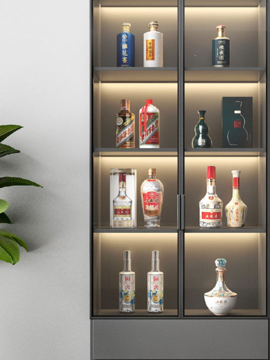 Glass Wooden Multi-Functional Wall-Mounted Display Cabinet Luxury Home ...