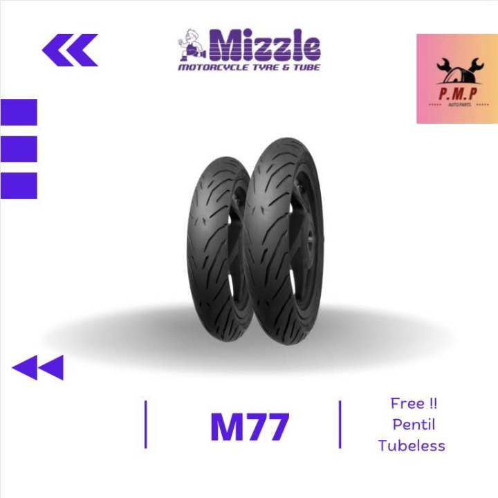 Paket Ban Motor Mizzle M77 80/80 & 90/80 Ring 14 Tubeless | Lazada ...