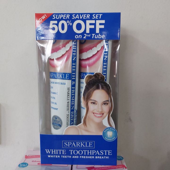 Sparkle white toothpaste ยาสีฟันสูตรฟันขาว 100g. 2 หลอด(2×100g.) exp 06 ...