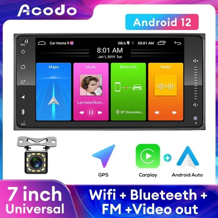 Acodo 2 Din Android 12 Universal 7Inch Car Radio For Toyota GPS Navigaion Head Unit 7 Inch ...
