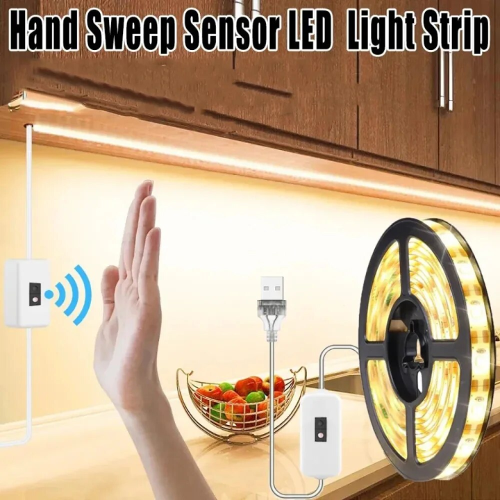USB LED Strip Lights Motion Led Light Tape TV Backlight Kitchen LED Strip Hand Sweep Waving ON ...