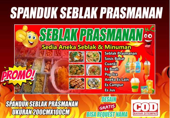 Spanduk Banner Seblak Prasmanan ukuran 200cmx100cm bisa request desain ...