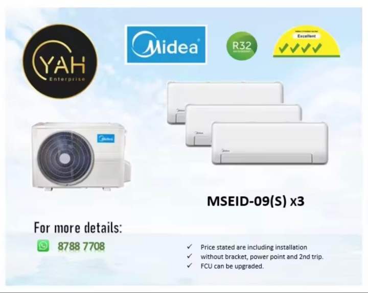 MIDEA Inverter System 3 (4 ticks) AIRCON 9K BTU WITH INSTALLATION ...