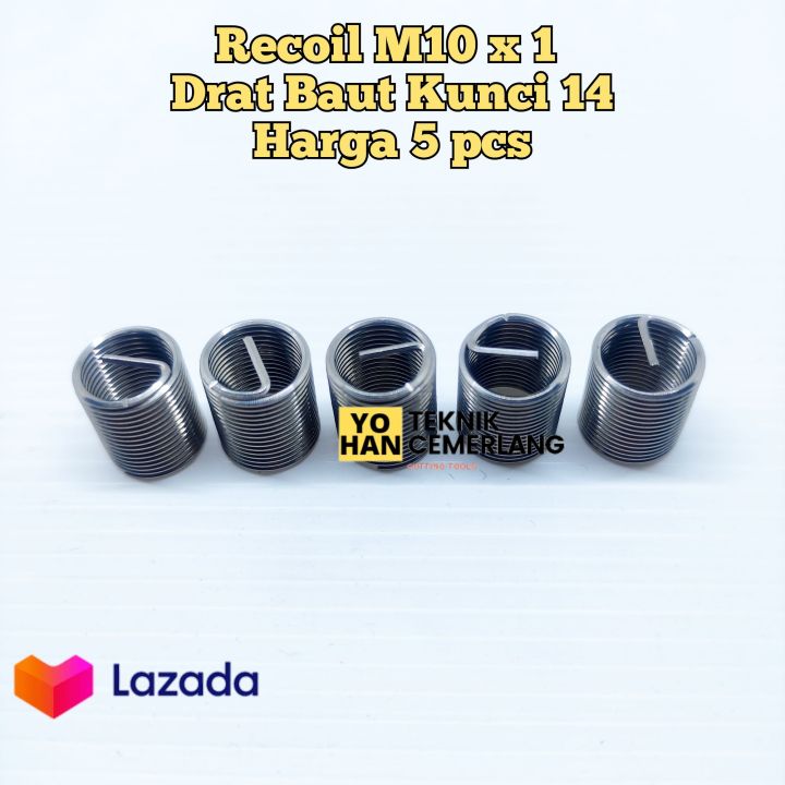 5 pcs Recoil M10 x 1 2D Alat Perbaikan Drat Ulir Baut Kunci 14 Untuk Busi Motor Bebek matic slek ...