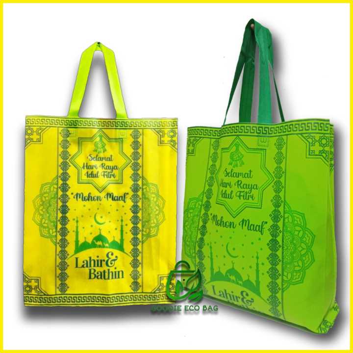 Lusinan isi 12 pcs Tas Kain Spunbond Goodie Bag Lebaran Idul Fitri Ukuran 25x35 30x40 38x45 ...