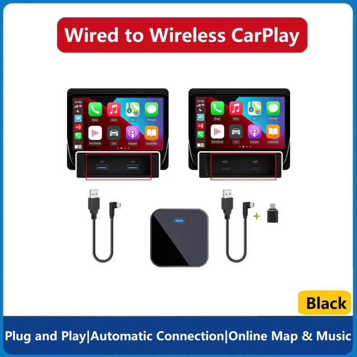 PL8 Wired to Wireless CarPlay Android Auto Ai Box Adapter Activator USB ...