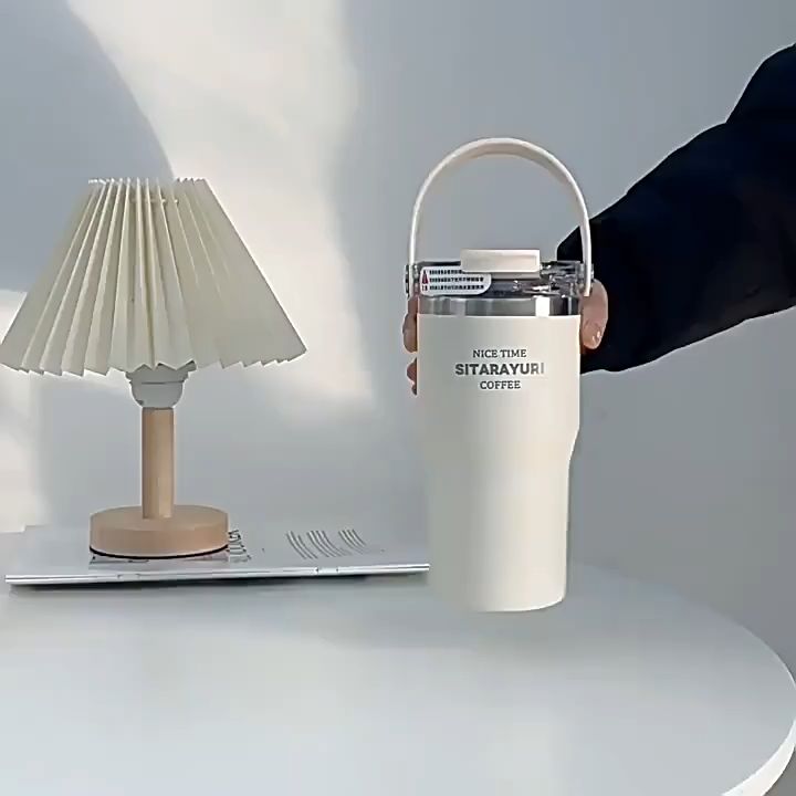 แก้วเก็บความเย็น-ความร้อน SITARAYURIแท้% แก้วน้ำแบบมีหูหิ้วจับพร้อมหลอด ...