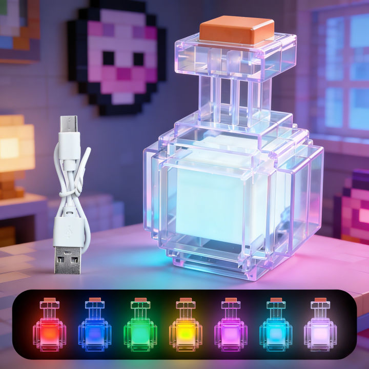 Đèn Ngủ LED Đổi Màu Hình Lọ Thuốc, Kiểu Pixel, Tạo Không Khí Lãng Mạn ...