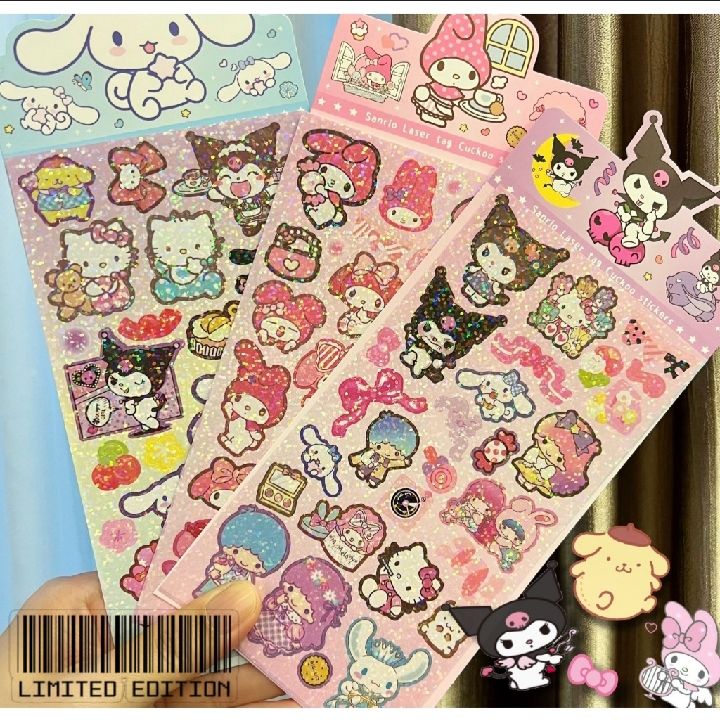 Sticker Glitter Panjang Hologram Sanrio Sticker Viral Lucu Aesthetic ...