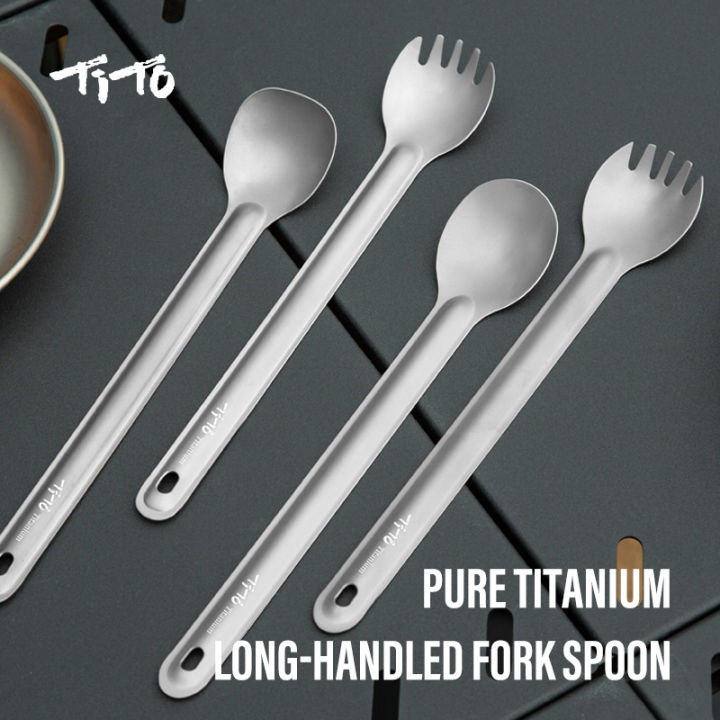TITO Titanium Spork Long Handle, Ultra Lightweight Camping Utensil for ...