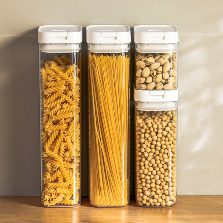 Pasta Storage Box Transparent Plastic Grain Seal Tank Spaghetti Storage ...