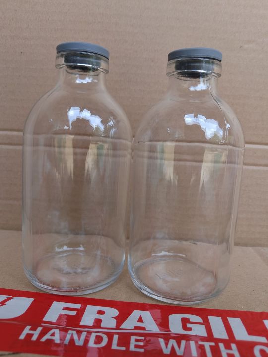 Botol kaca asi 250ml/botol infus 250ml tutup karet/silicone | Lazada ...